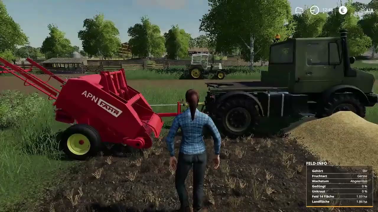 LS 19 Shorts: Stroh mit der Fahr APN Ballenpresse zu Ballen pressen und ...