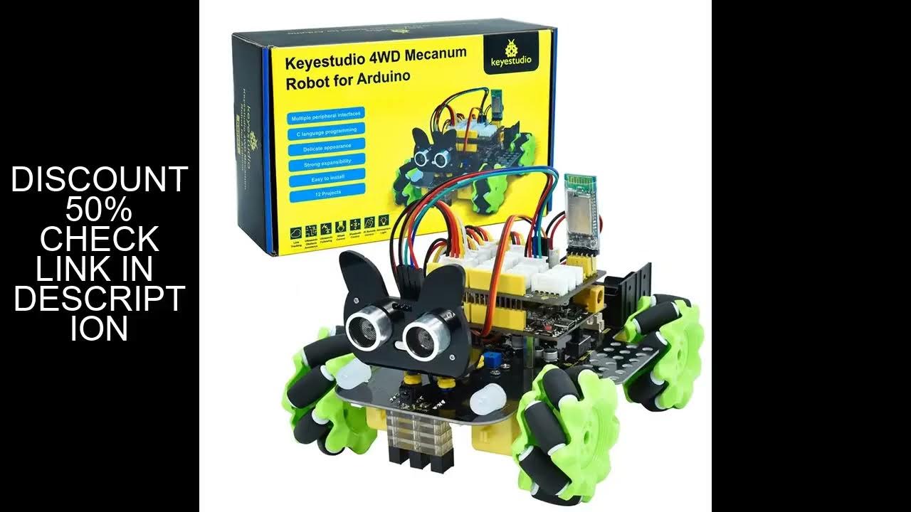 Keyestudio Mecanum 4WD Robot Car for Arduino Robot Car Kit Smart DIY Project for Adults STEM ...
