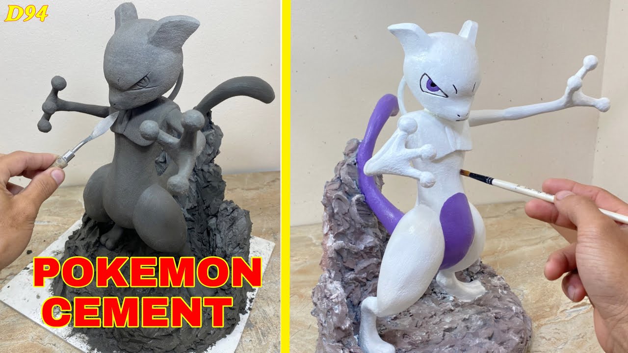 How to make a Mewtwo Pokemon with cement - D94 Art - YouTube
