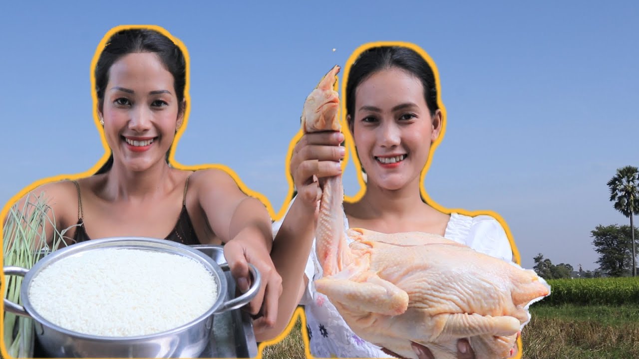 How To Prepare Chicken Wrapped Stick Rice Deep Fry | Thyda Cooking TV ...