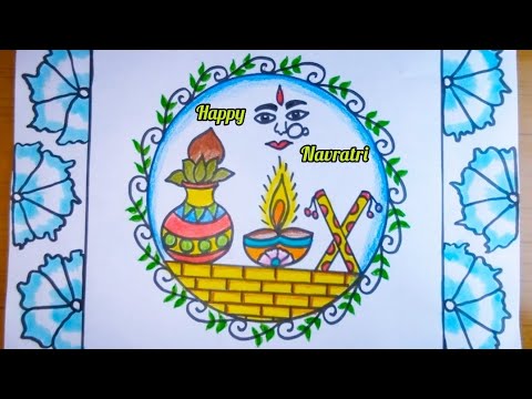 Navratri Drawing Easy | How to Draw Navratri Poster | Navratri Special ...