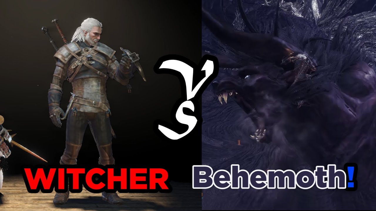 Witcher vs Behemoth MHW PC - YouTube