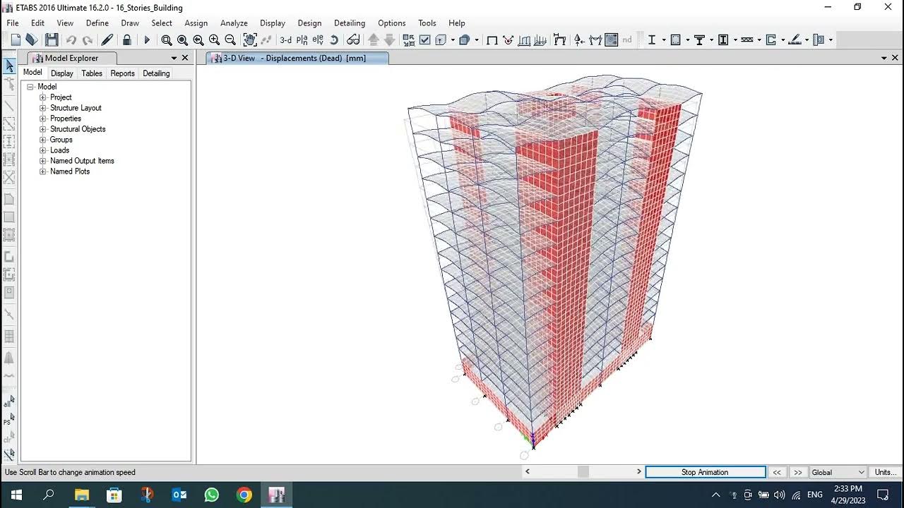 16 Stories Reinforced Concrete Residential Building - Model Animation Record Via ETABS V16 - YouTube