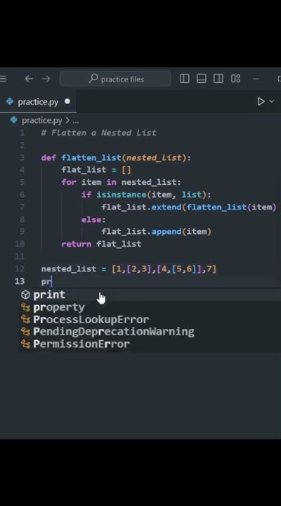 Flatten A Nested List Python Pythonprogrammingcodinglearnpython Pythonforbeginners Youtube