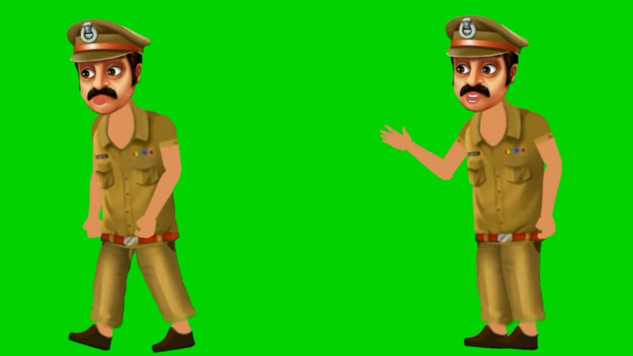 Green Screen Police Man Cartoon Character/Green Screen Police Man/GS ...