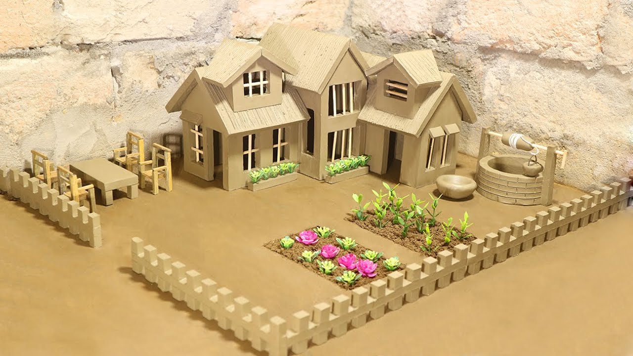DIY Mini Clay House Project | How to Make Table, Chairs, Water Well ...