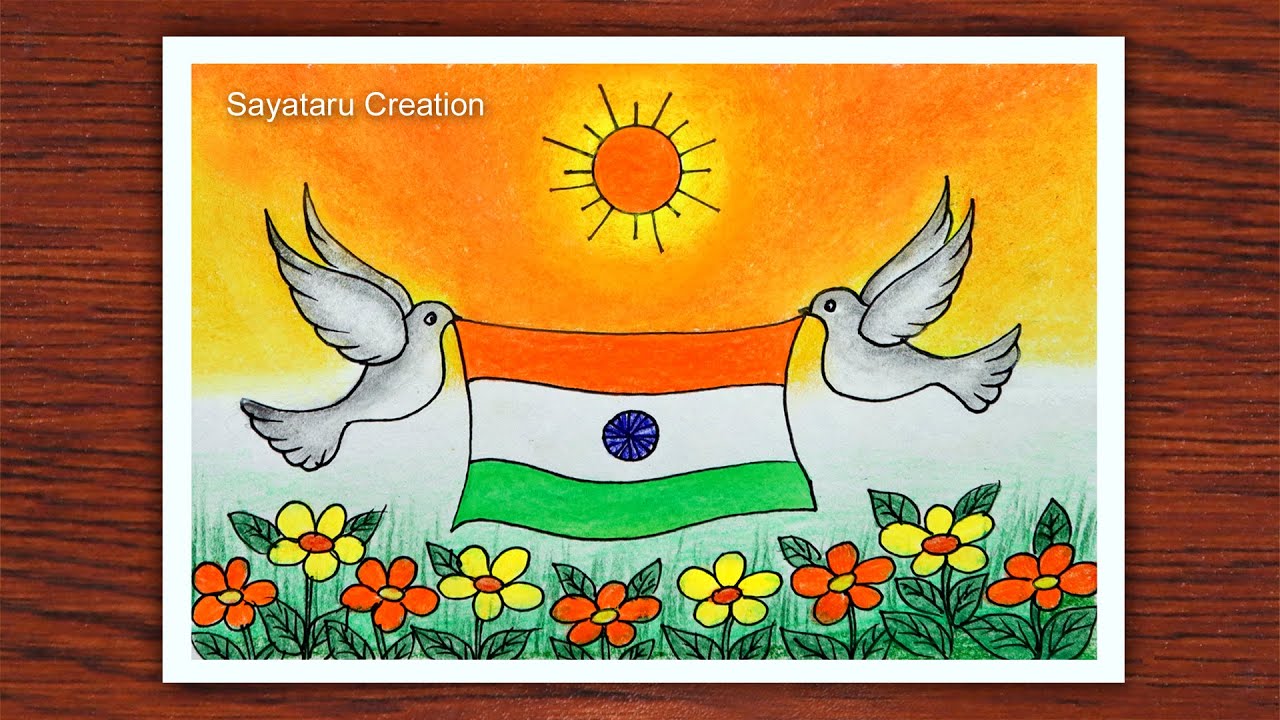 Independence Day Drawing of India, Easy drawing for beginners - YouTube