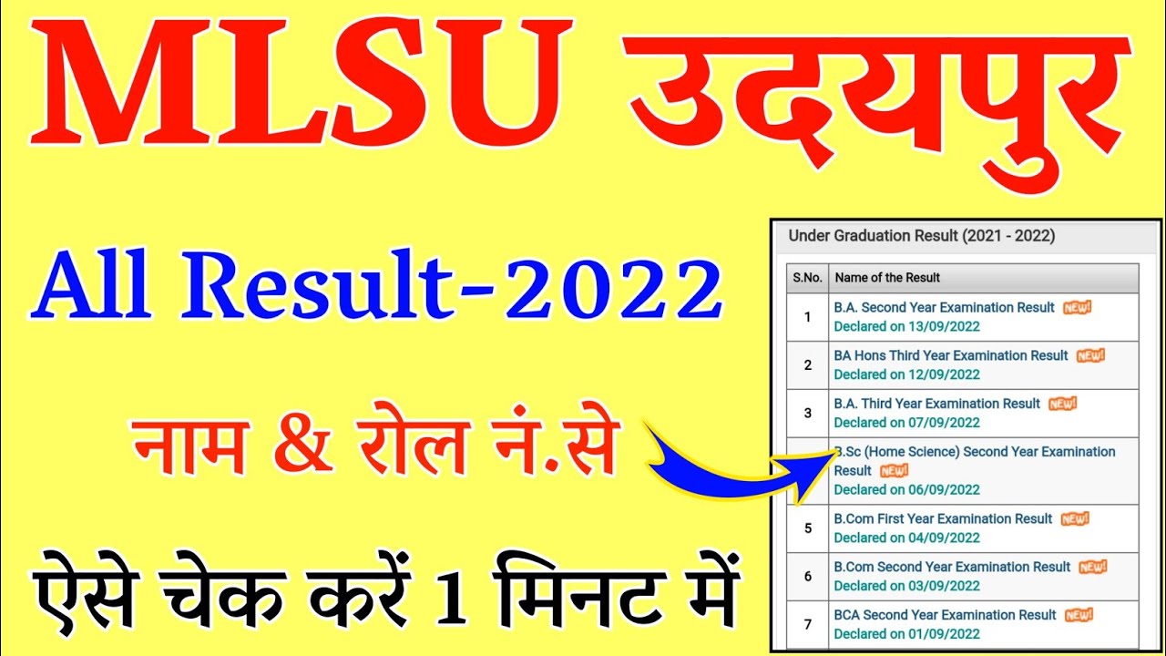 MLSU B.ed 2nd Year Result 2022 || Mohanlal Sukhadiya University Result ...