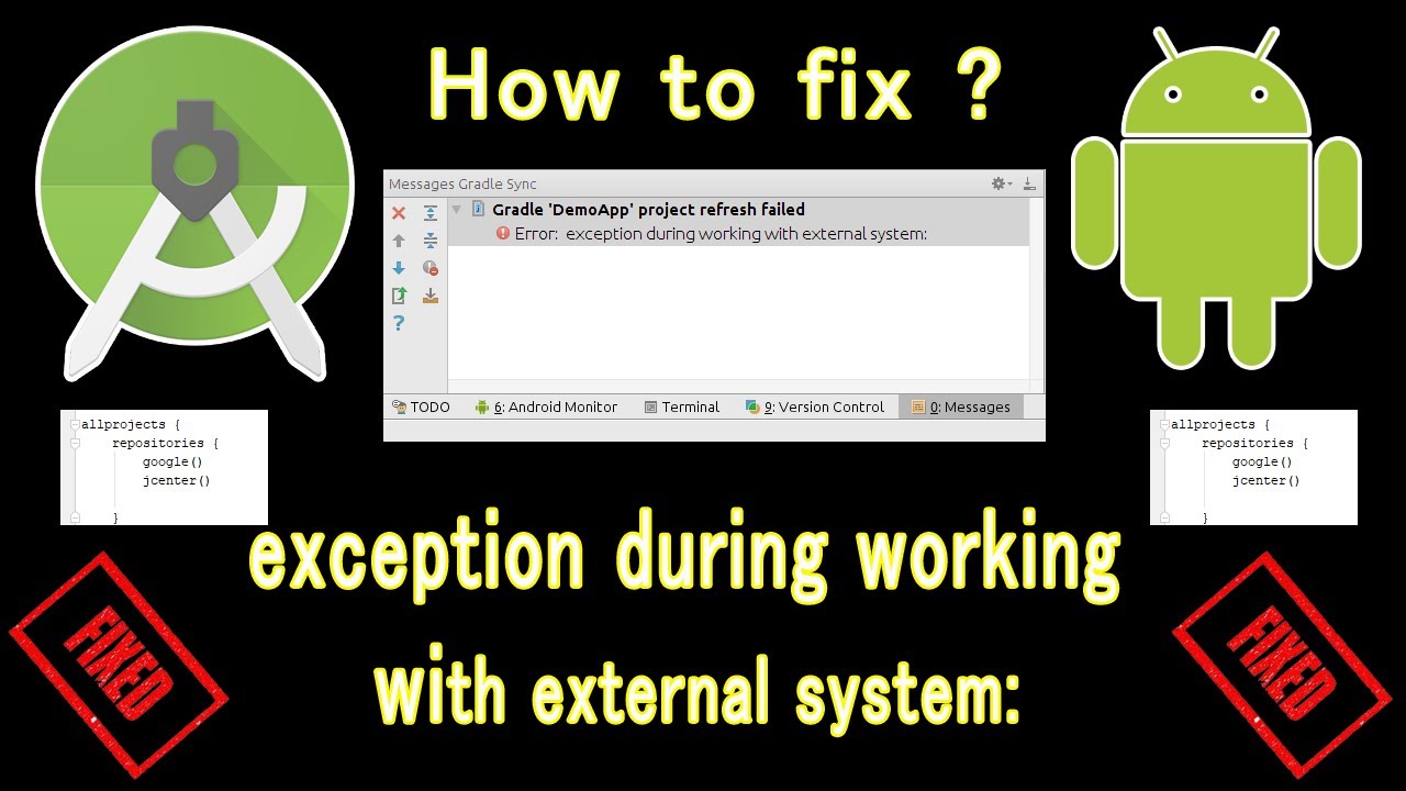 How to fix ' exception during working with external system: ' in Android Studio. - YouTube