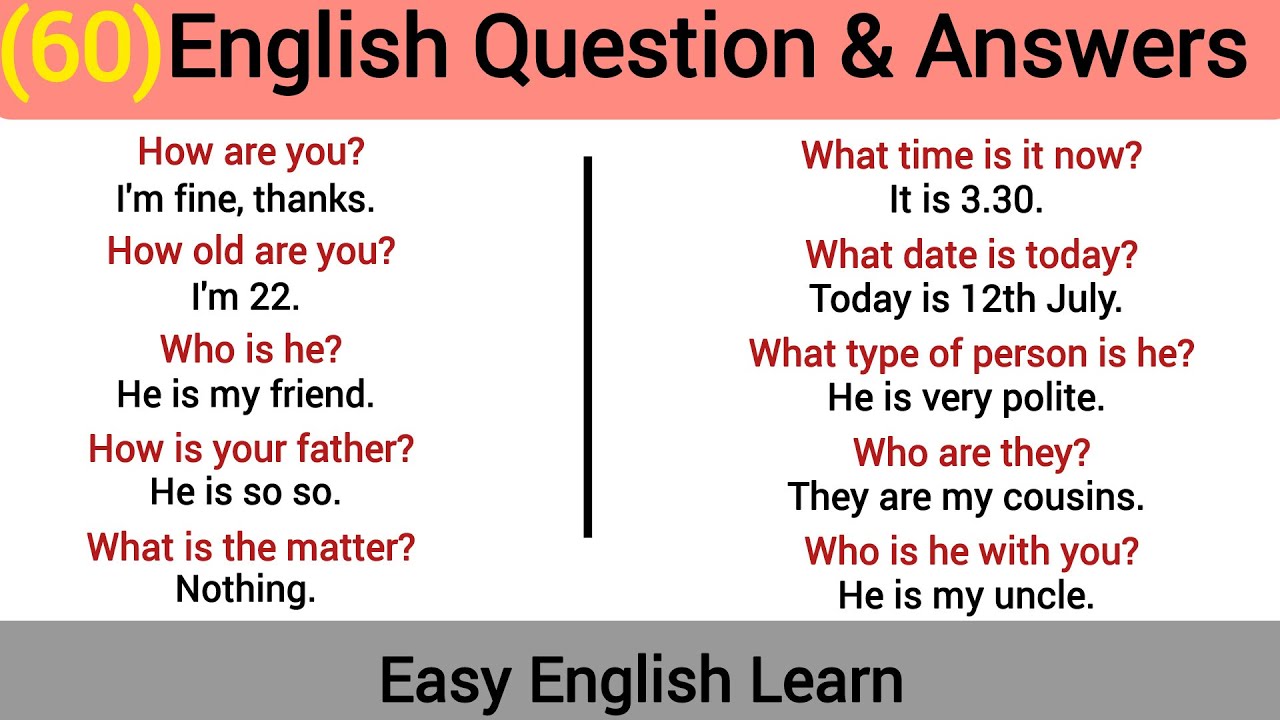 English question and answer for easy English Learn. - YouTube