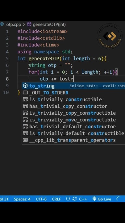 Making a OTP generator using C++ #coding #sanatani #sanatanicoding # ...