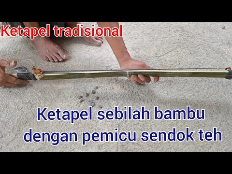 ketapel sebilah bambu dengan pemicu sendok teh#how to make slingshot ...
