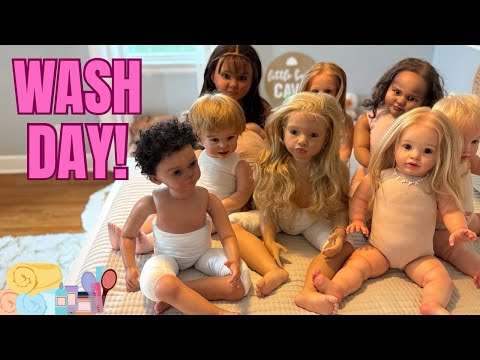 CLEANING ALL OF MY REBORN DOLLS *HAIR WASHING & VINYL LIMB CARE* DRESSING MY DOLLS