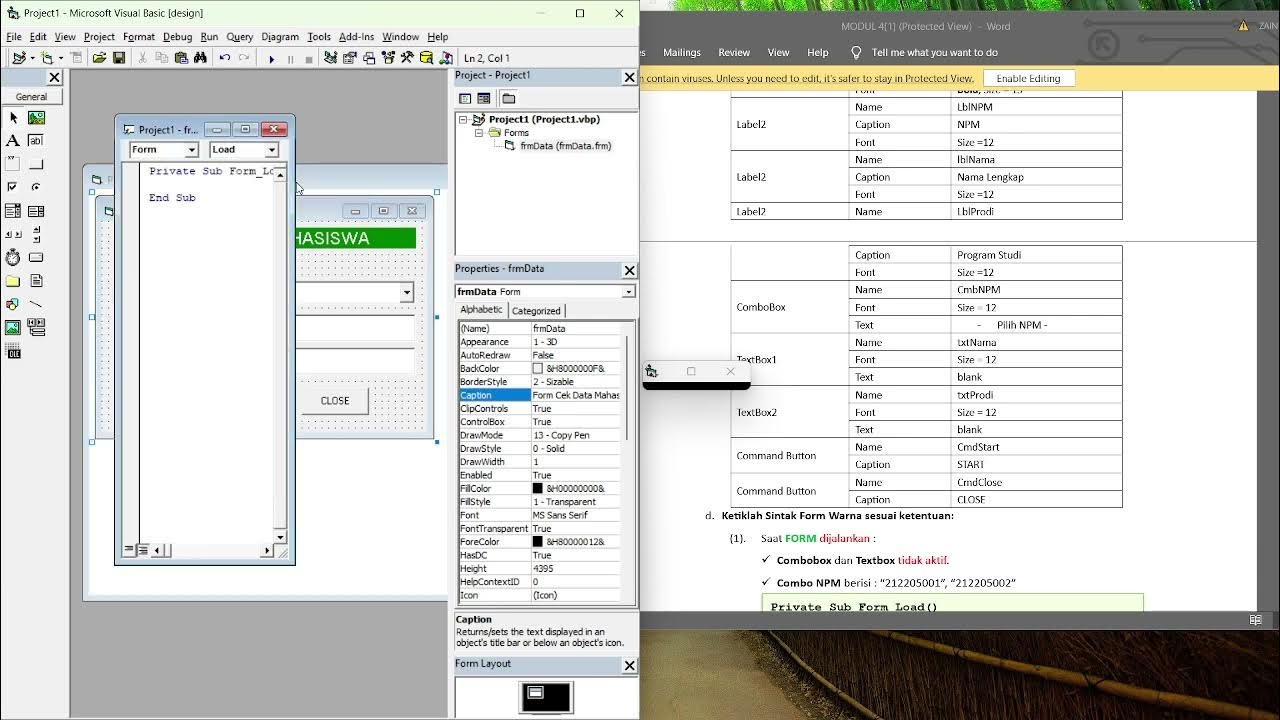 BAB 4 KONTROL INTRINSIK DAN PROPERTI CHECKBOX, LISTBOX, COMBO BOX, OPTION BUTTON, FRAME ...