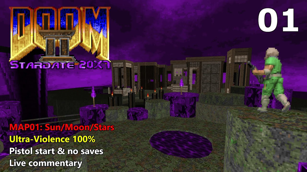 Doom II: Stardate 20X7 - MAP01: Sun/Moon/Stars - Ultra-Violence 100% ...