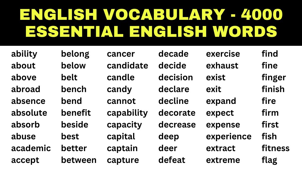 English Vocabulary - 4000 Essential English Words - YouTube