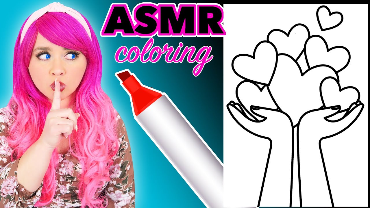 ASMR Coloring Valentine's Day Hearts | Calming ASMR Coloring for ...