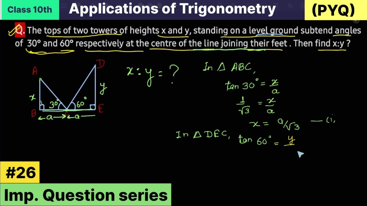 Class 10th Applications of Trigonometry Important Questions Maths CBSR ...