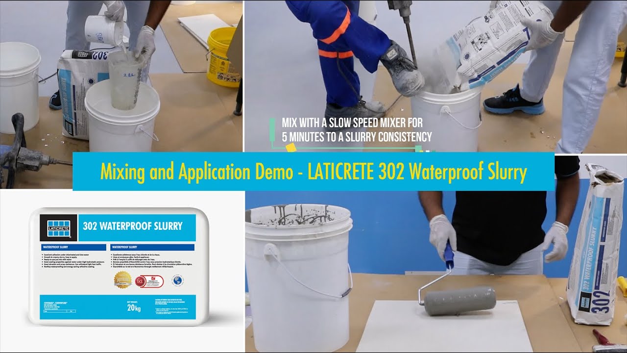 Mixing and Application of LATICRETE 302 Waterproof Slurry - YouTube