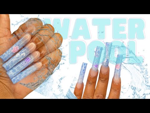 WATER EFFECT Acrylic Nails Beginner Nail Friendly Detailed Tutorial ...