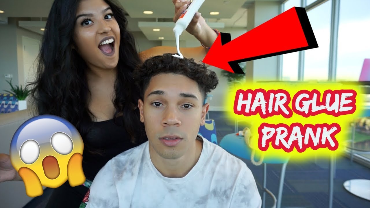 EXTREME GLUE IN HAIR PRANK *Freaks Out* - YouTube