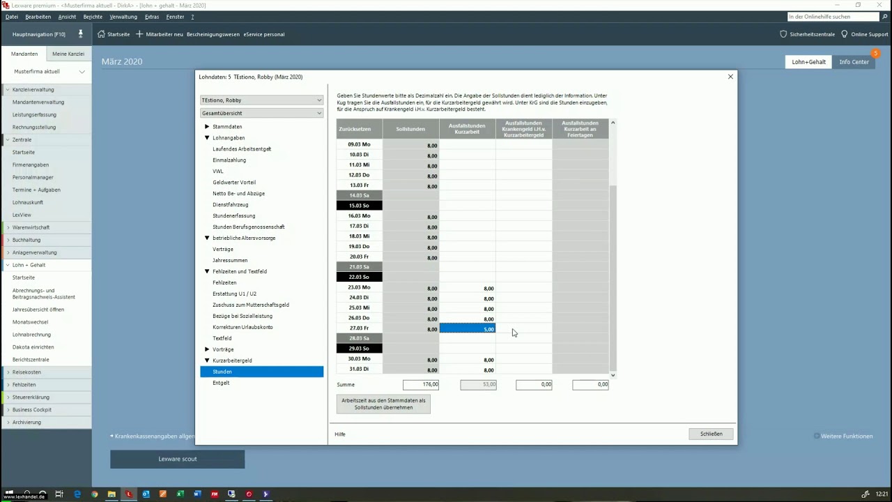 Lexware Kurzarbeit abrechnen - Lexware Kurzarbeit Eingabe - Anleitung ...