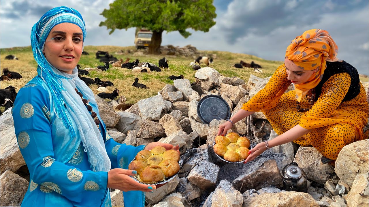 IRAN Kurdish Rural Life: Making date bread in the heights of the ...
