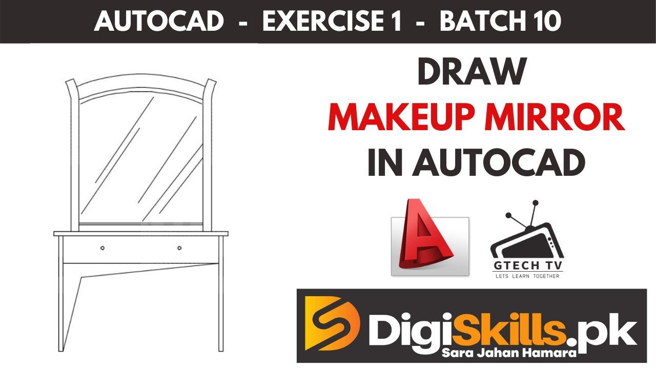 Digiskills AutoCAD Exercise 1 Batch 10 Solution | Draw a Makeup Mirror ...
