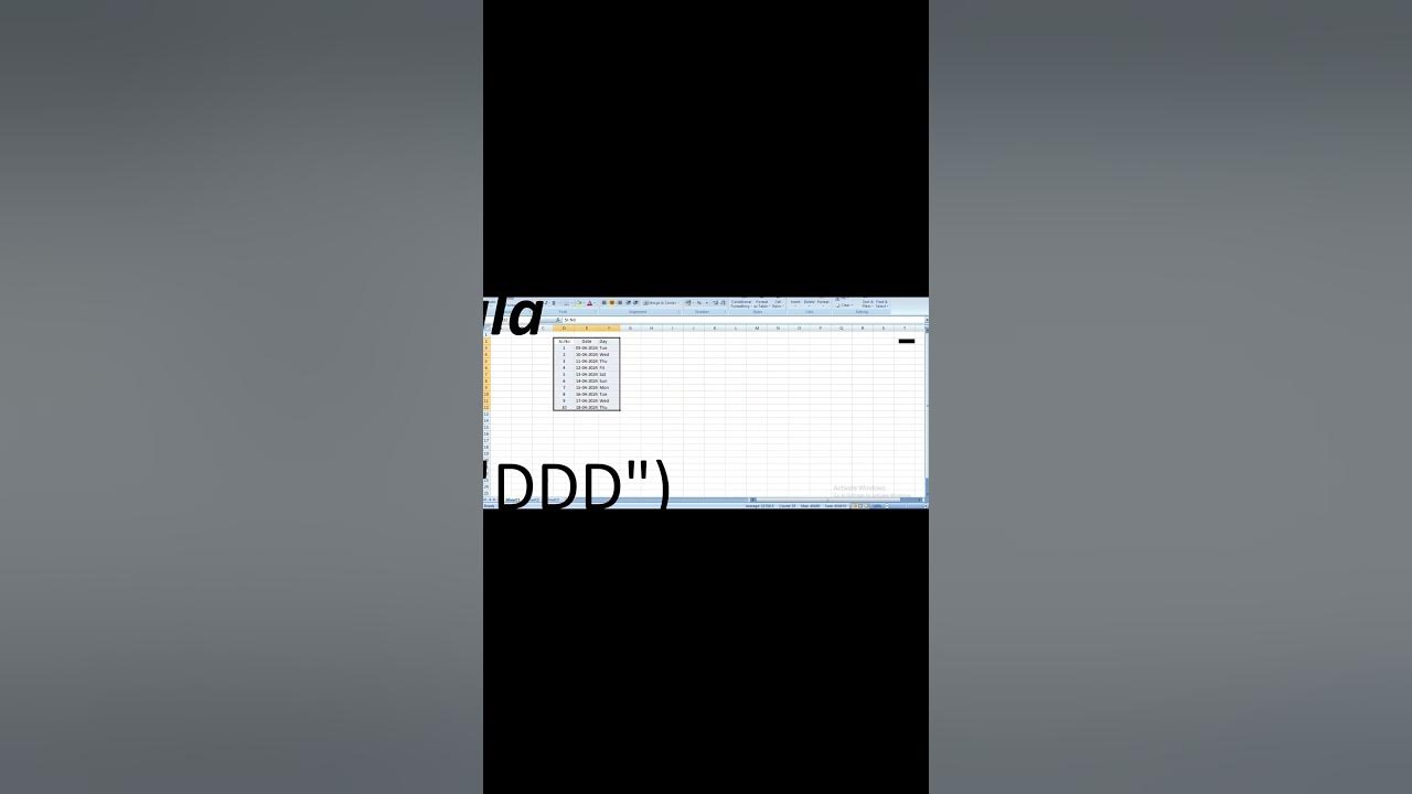 Excel Formula Date To Day Excel Exceltips Exceltutorial Exceltech Excelworld Exceltricks