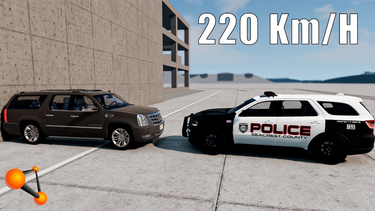 Dodge Durango Police VS Cadillac Escalade Esv 220 Km/H Crash Test ...