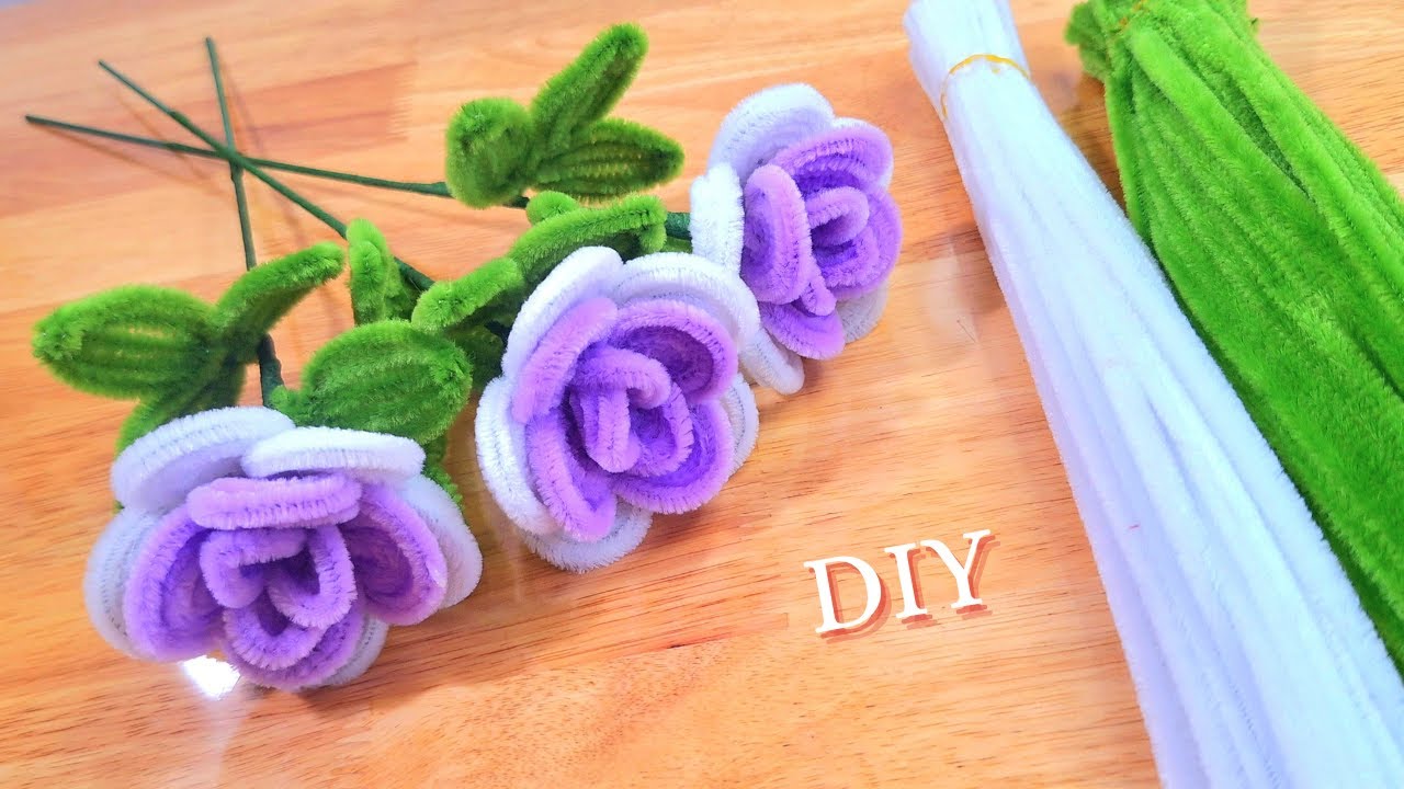 DIY | How to Make Pipe Cleaner Flower Rose - chenille wire rose flowers ...