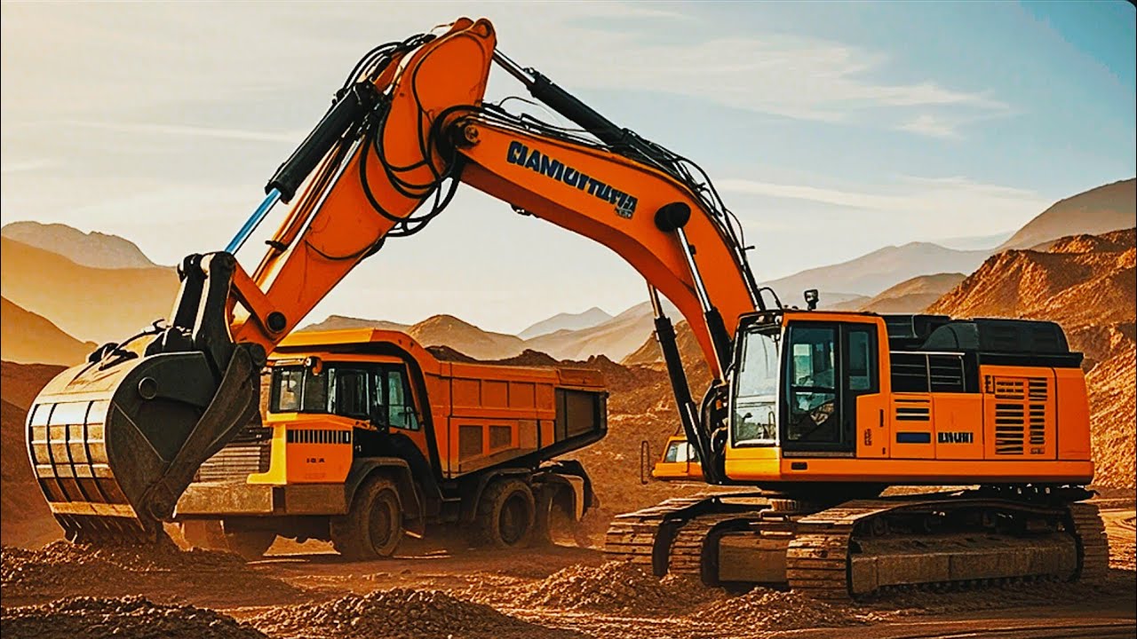 loading bauxite mineral ore material into trucks - YouTube