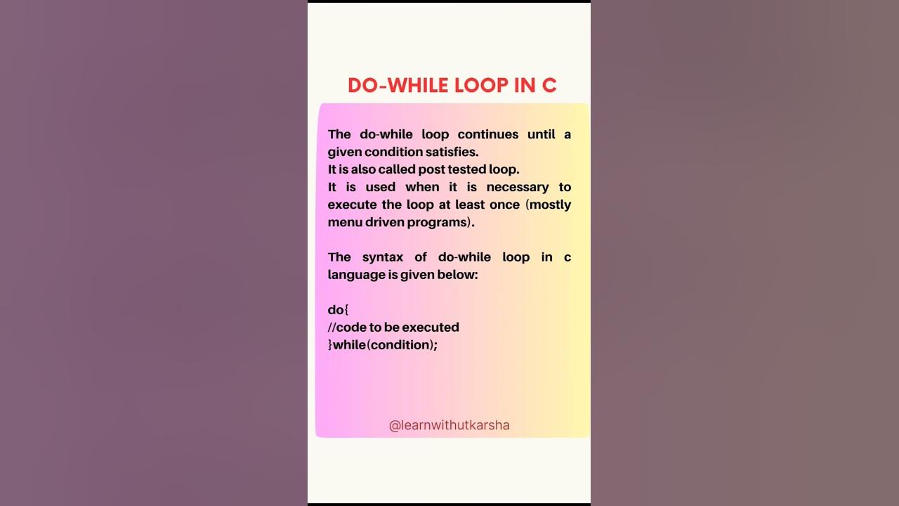 Do While Loop In C Youtubeshorts Shortsvideo Shortsvideoviral Cprogramming Youtube