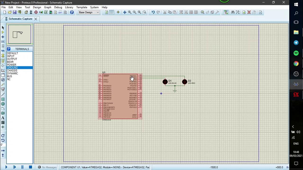 Led Flip-flop ATmega32 menggunakan Proteus 8 dan CVAVR - YouTube
