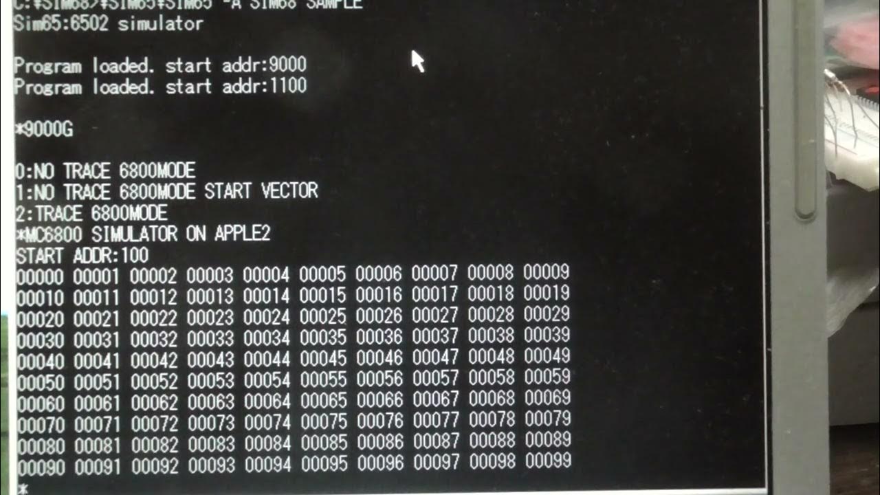 6800シミュレータ製作中、6502上(Apple2)で動きます。 - YouTube