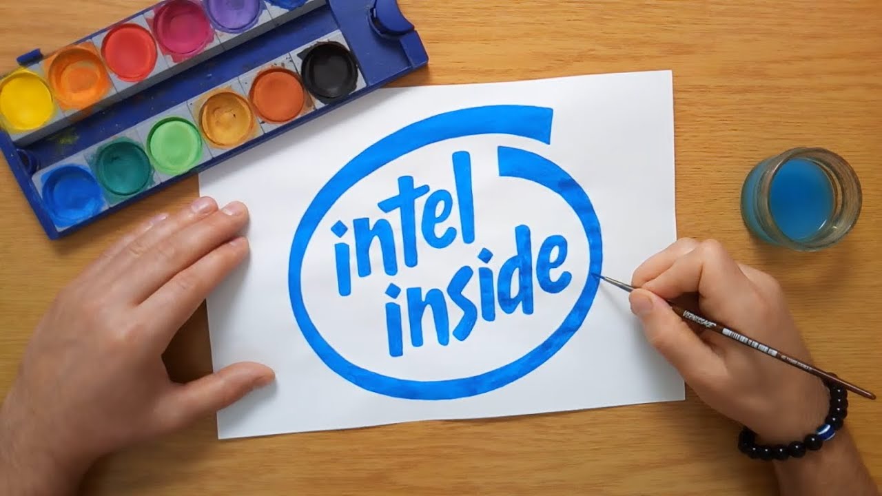 How to draw an old intel inside logo - YouTube