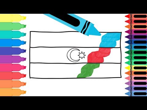 How to Draw Azerbaijan Flag - Drawing the Azerbaijani Flag - Coloring Pages 4 Kids | Tanimated Toys