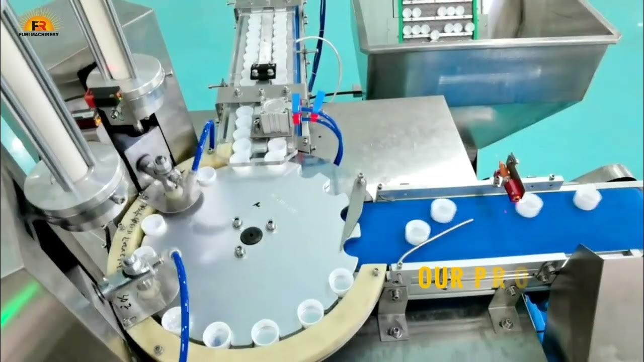 plastic cap lining wadding machine - YouTube