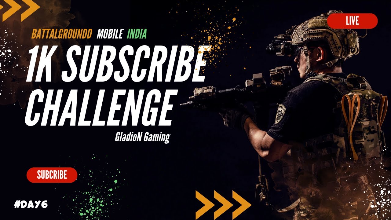 1k Subscribe challenge stream | BGMI | GladioN Live streaming ️😍 #day6 - YouTube