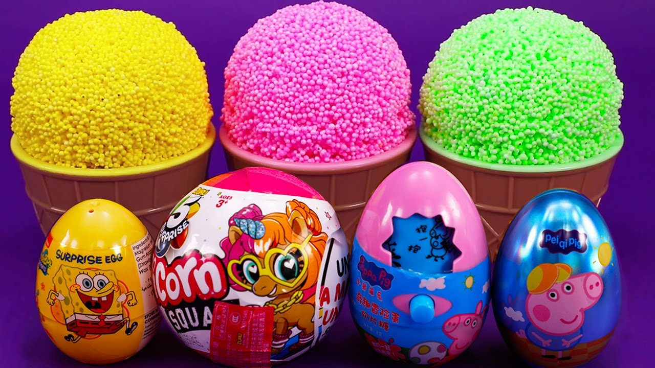 3 Color Play Doh in Ice Cream Cup with Surprise Toys | Learn Color and ...