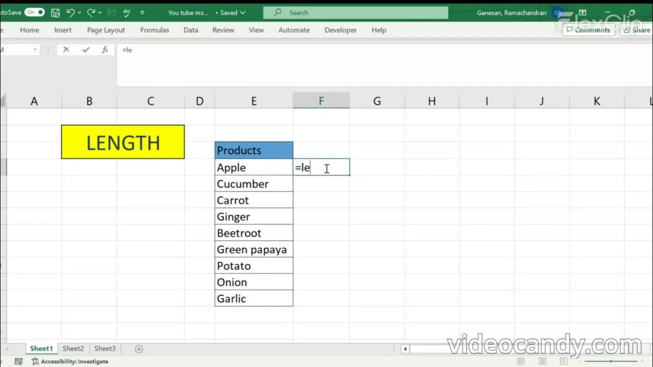 How to use LENGTH Function: MS Excel - YouTube
