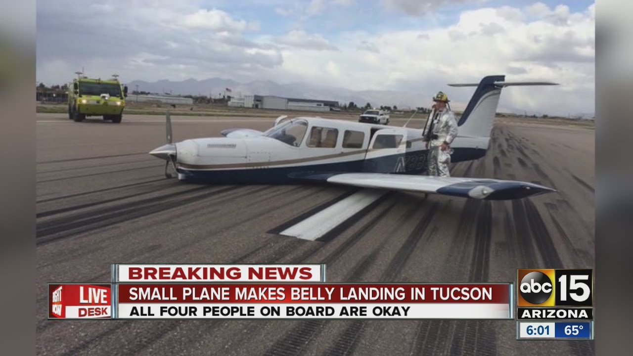 Small plane makes belly landing in Tucson - YouTube