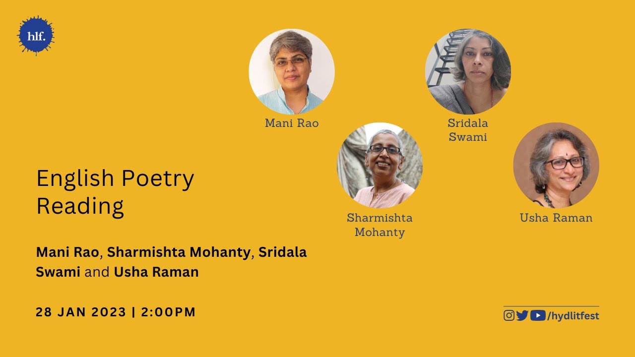 HLF'23 - English Poetry - Mani Rao, Sharmishta Mohanty, Sridala Swami, Usha Raman - YouTube