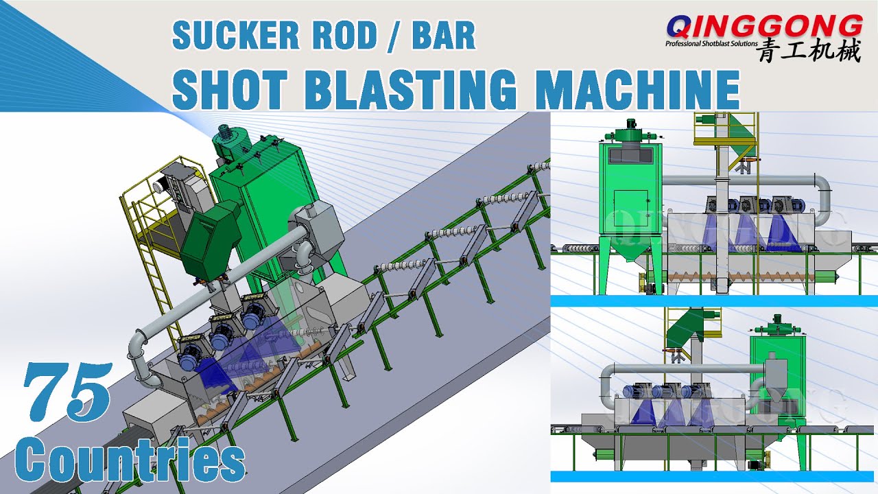 Suck Rod / Steel Bar/ Pipe Shot Blasting Machine | Diabolo Wheel / shot ...