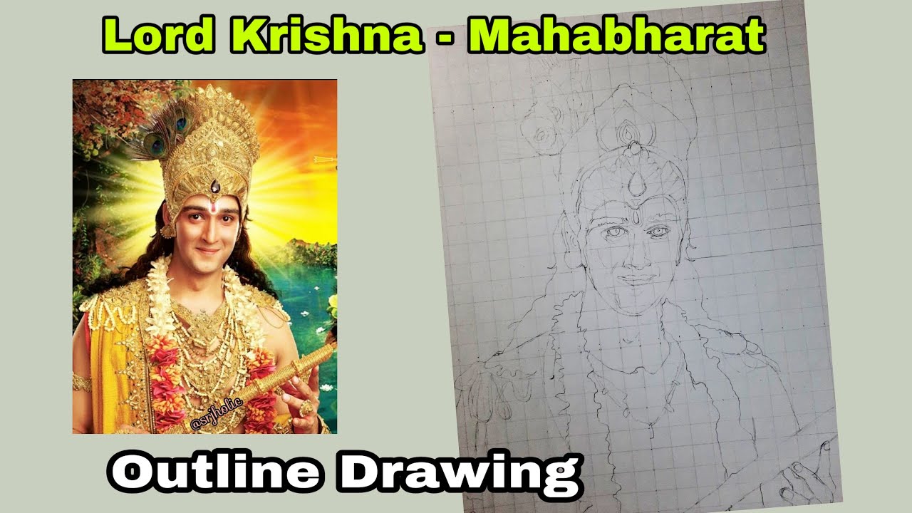 Lord Krishna Outline Drawing Step By Step // Part- 1// Sourabh Raaj ...