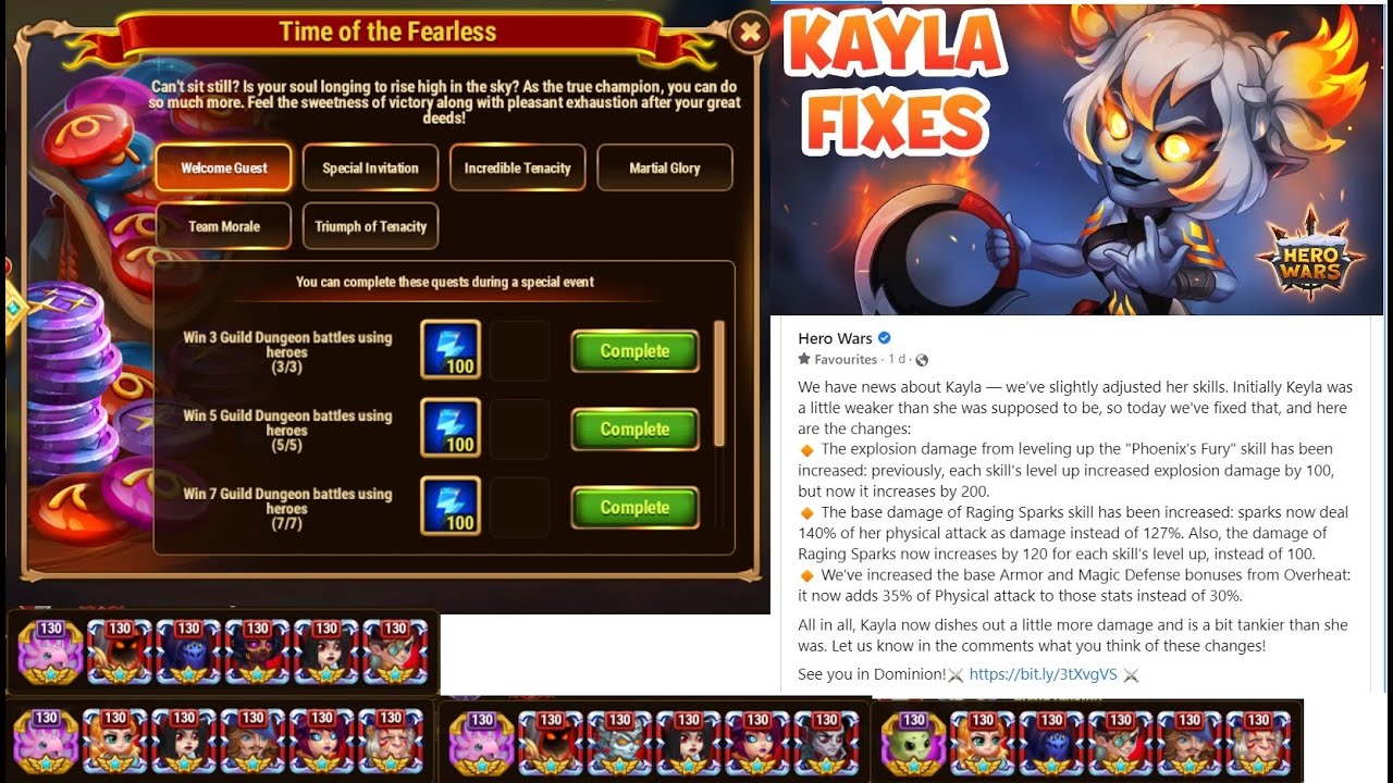 Kayla changes and testing [against 4 top Arena teams], Time of Fearless ...