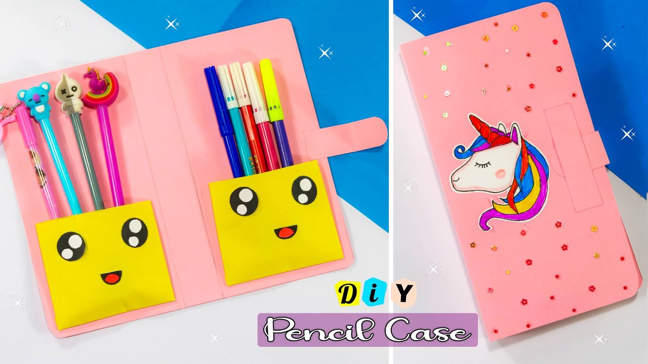 How to Make Paper Pencil Case - DIY Unicorn Pencil Case - Easy Pencil ...