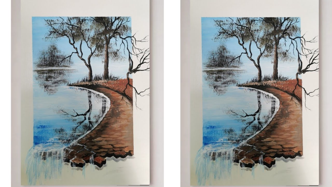 Easy Landscape Acrylic Painting For Beginners || Step by Step Tutorial ...