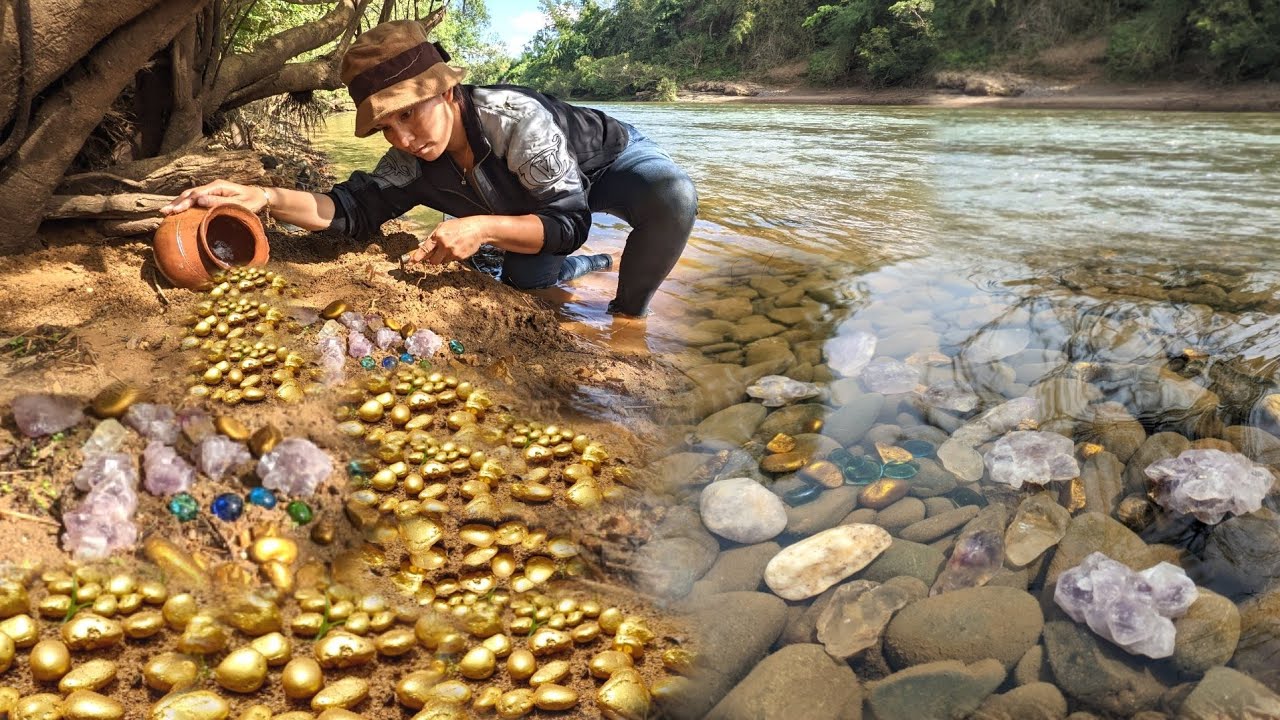 Lucky day! I got a lots Treasure Gold nuggets in river/ Fools gold ...