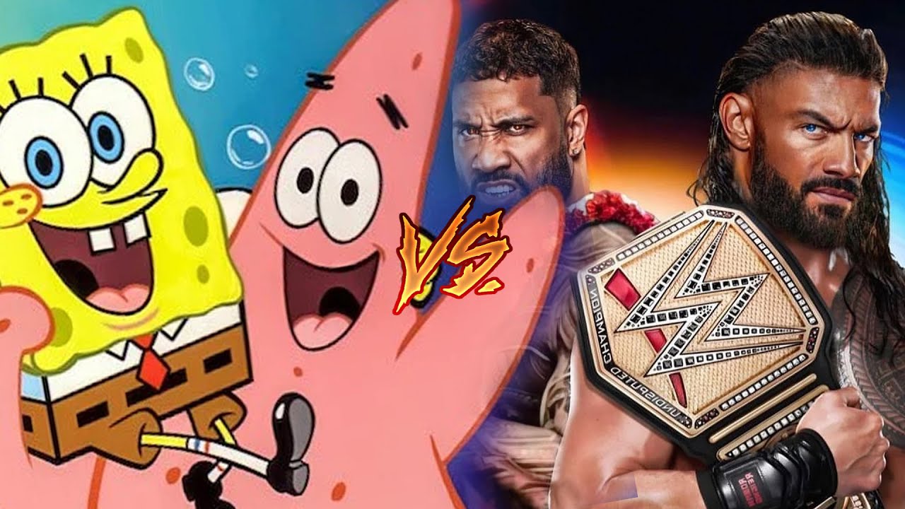 SpongeBob and Squidward vs Roman Reigns and Jey Uso - YouTube